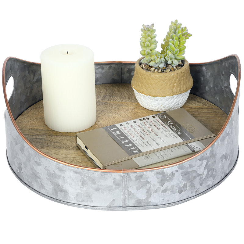 August Grove® Camiron Decorative Galvanized Metal Serving Tray with ...