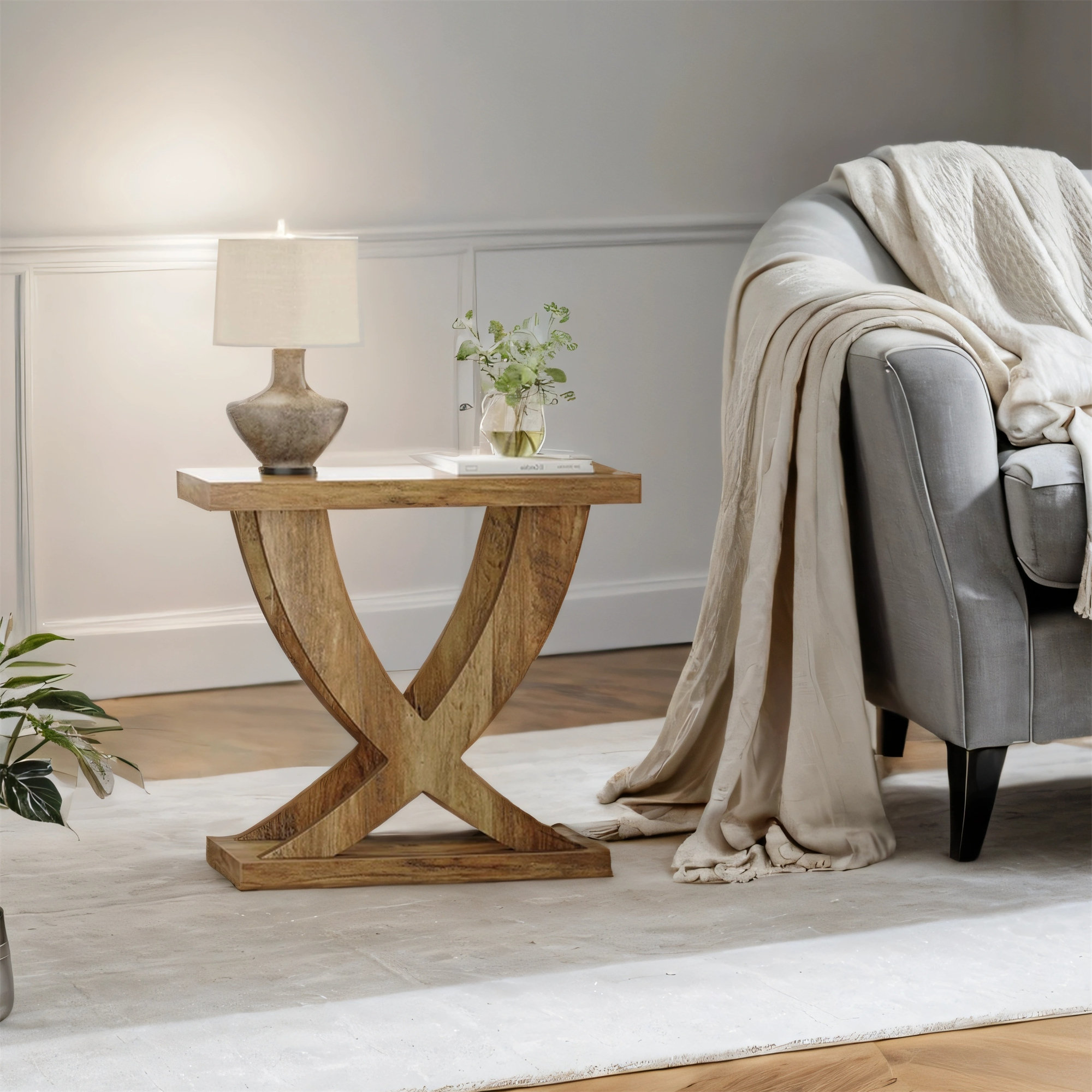 Wrought Studio™ 23.6'' Rectangular Side Table With Cross Fishtail ...