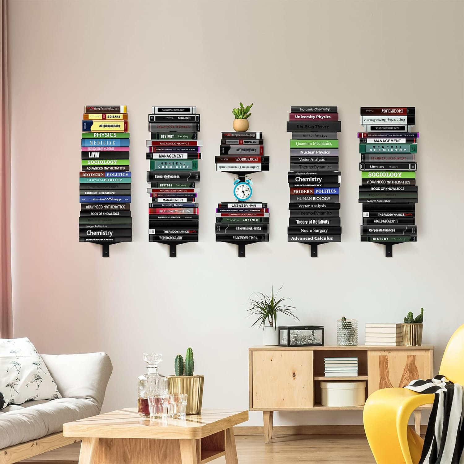 Rebrilliant 8 Tier Invisible Floating Bookshelf, Vertical Spine Book ...
