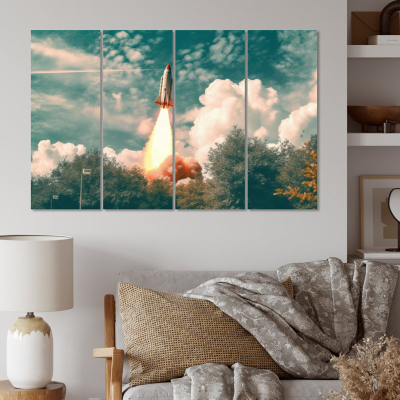 Design Art Spaceship Rocket in Florida I - Modern Metal Wall Decor Set ...