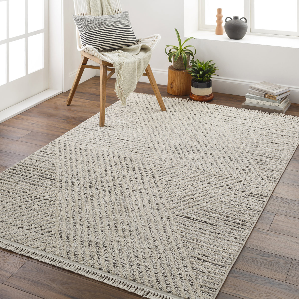 Wade Logan® Casein Oliver Diamond Taupe Area Rug & Reviews | Wayfair