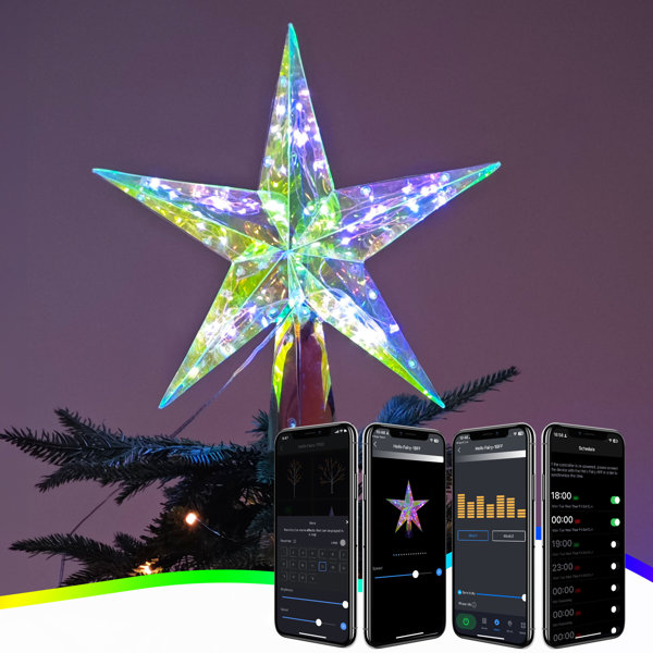 The Holiday Aisle® Christmas Star Tree Topper, 10” 50leds Smart Lighted ...