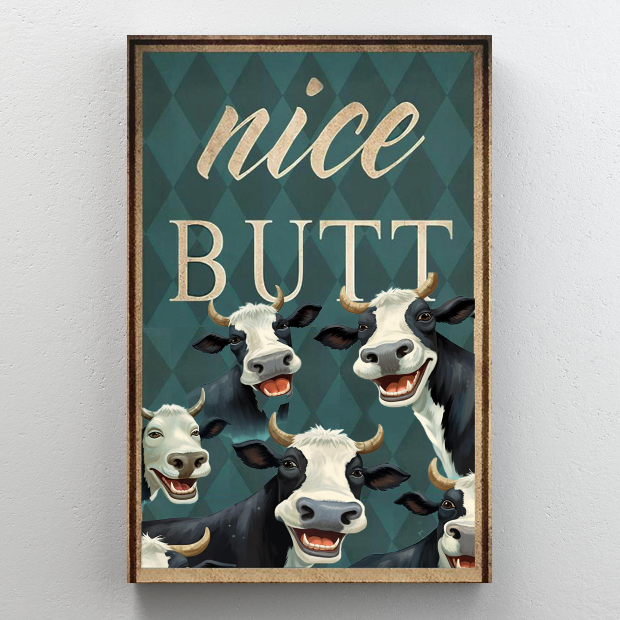 Trinx Masahisa Cows Nice Butt On Canvas Print | Wayfair