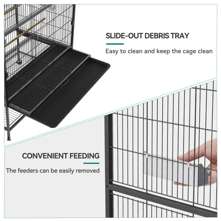 Archie & Oscar Wayland 132cm Flat Top Floor Bird Cage with Wheels ...