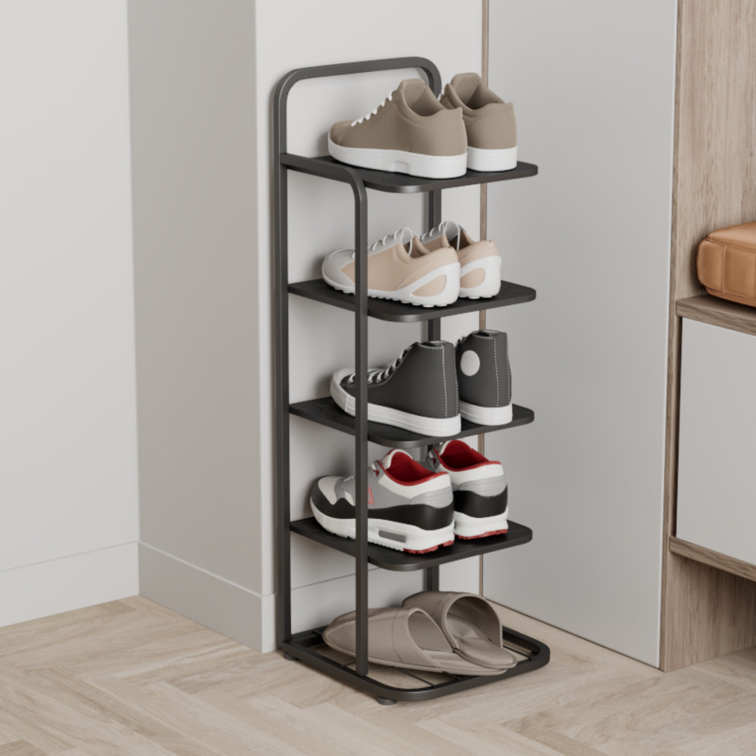 Mercer41 Flat Head Single Rod Shoe Rack 5 Tier | Wayfair