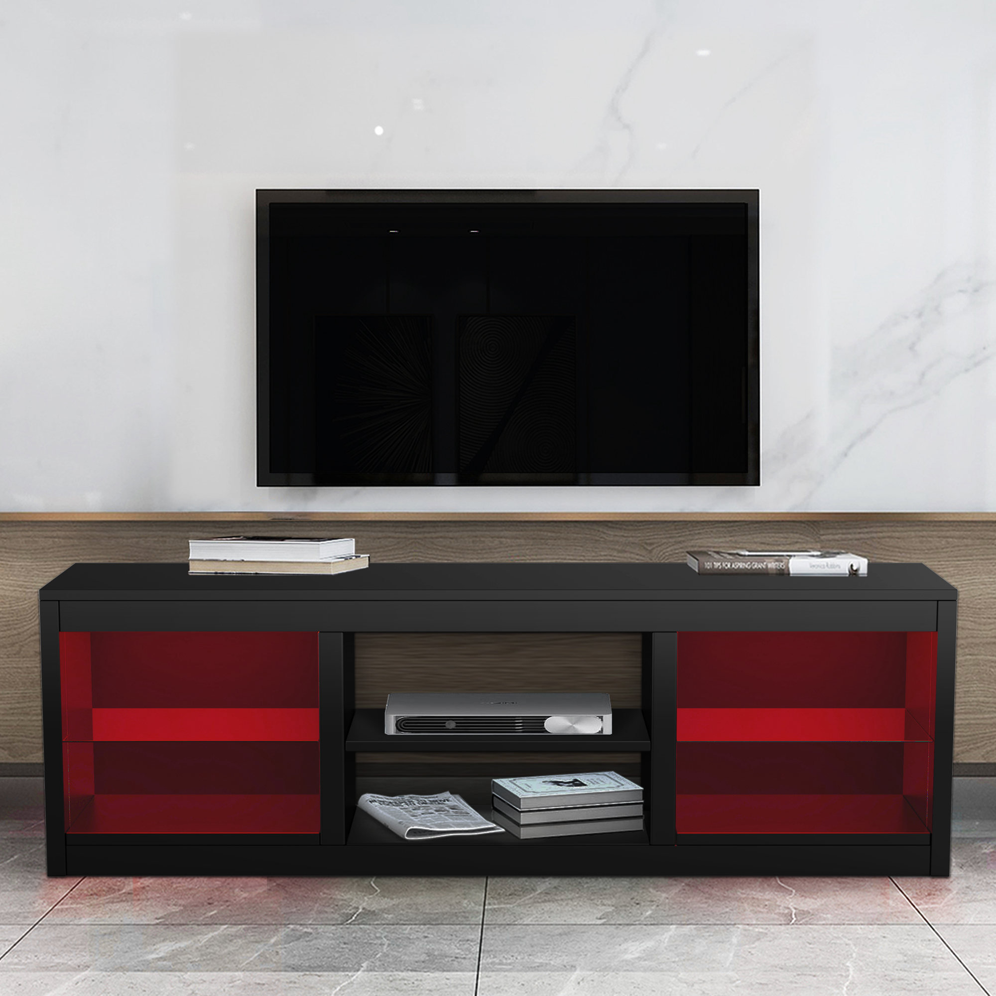 Wrought Studio 66" TV Stand With Open Storage Shelves Media Console For ...