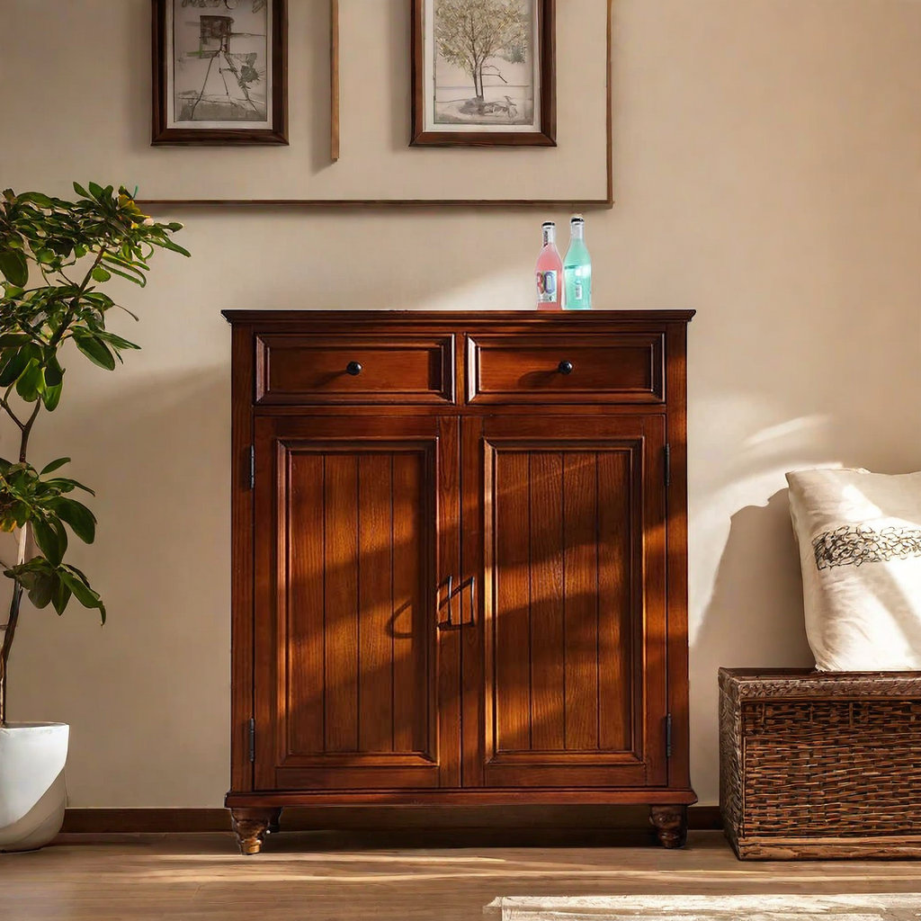 DICIXA American Solid Wood Shoe Cabinet 20 Pair Solid Wood Shoe Storage ...