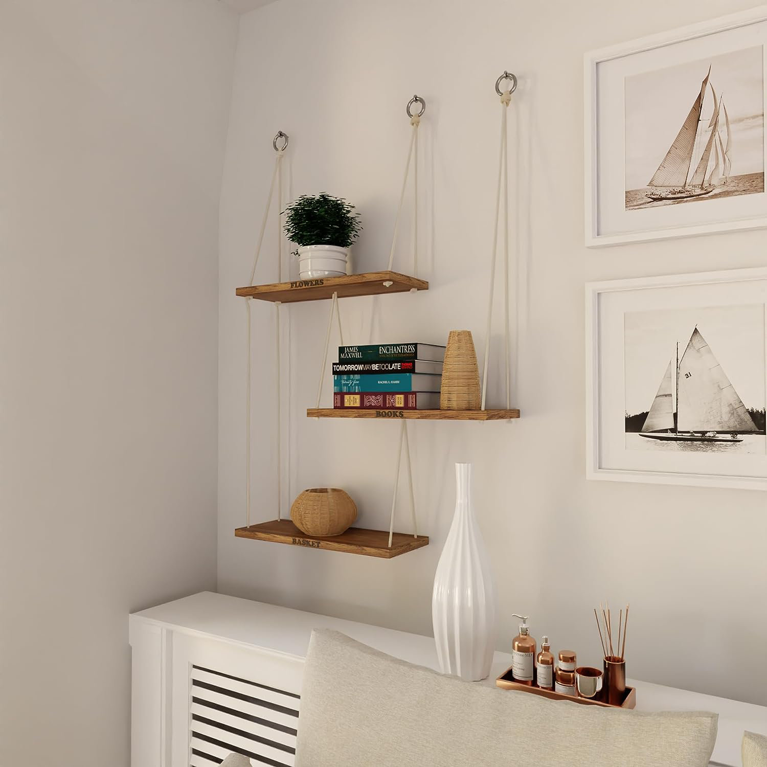 Longshore Tides Hanging Shelves For Wall, Floating Shelves, Window ...