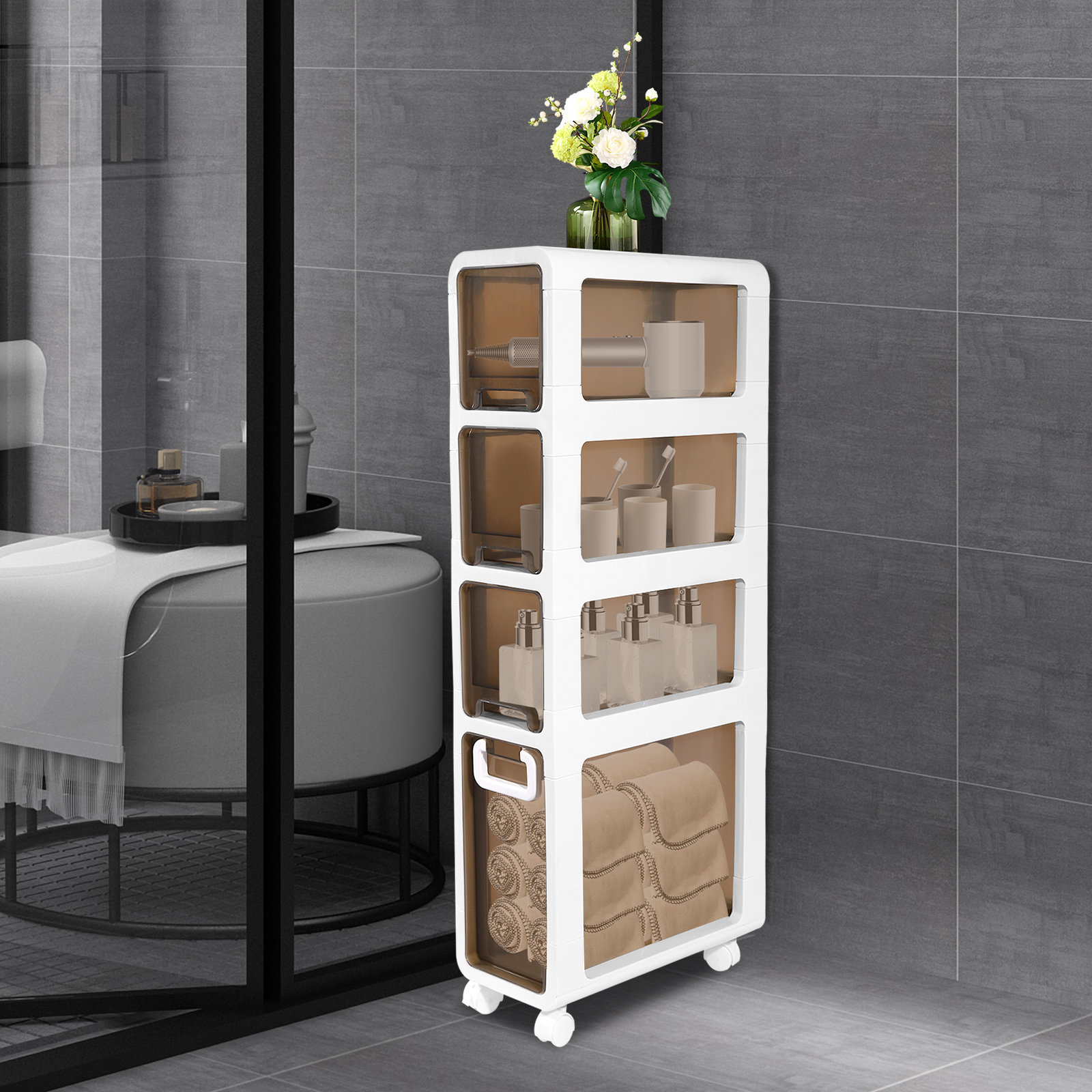Rebrilliant Rayman Plastic / Acrylic Freestanding Bathroom Cabinet ...