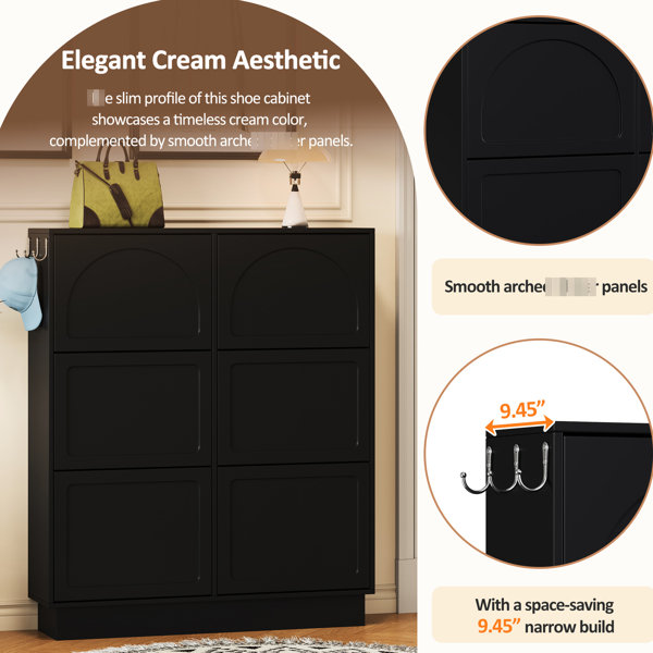 Latitude Run® Modern Narrow Tipping Bucket Shoe Cabinet With 6 Double ...