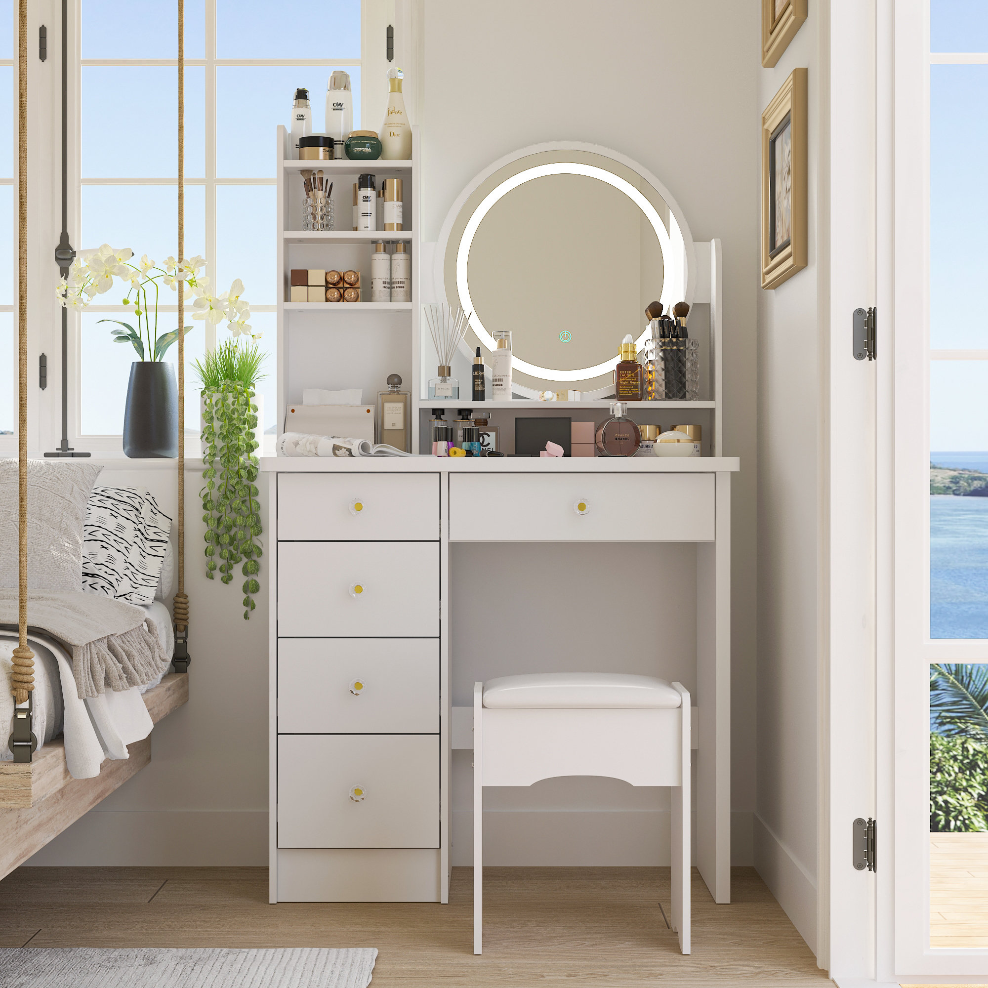 Caldion Dressing Table with Mirror & Reviews | Wayfair.co.uk