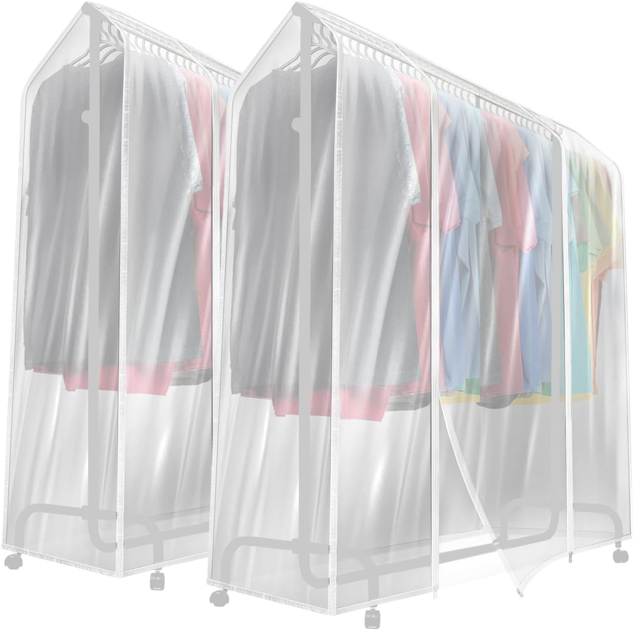 Rebrilliant Napalis 72" W Garment Rack Transparent Clothes Rail Cover 2 ...