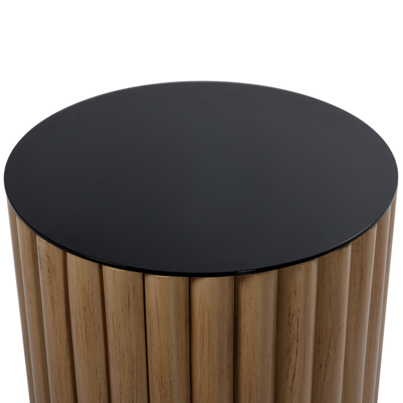 Joss & Main Acadia Natural Side Table - Black Glass Table Top & Reviews ...