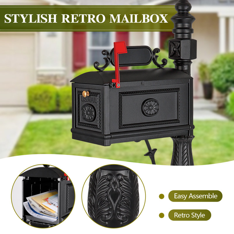 Polar Aurora Cast Aluminum Mailbox With Post Barcelona Decorative ...