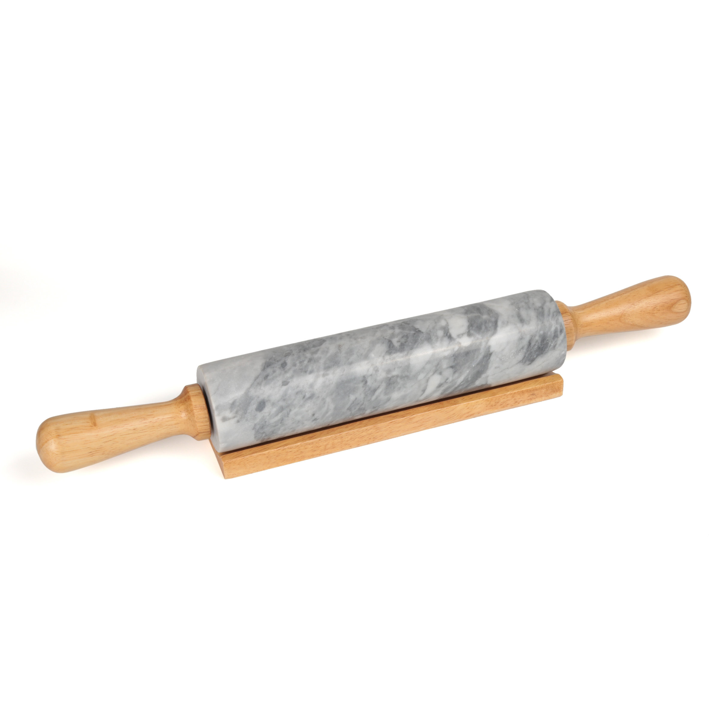 Creative Home Deluxe Marble Stone 18" L Rolling Pin with Wooden Handles ...