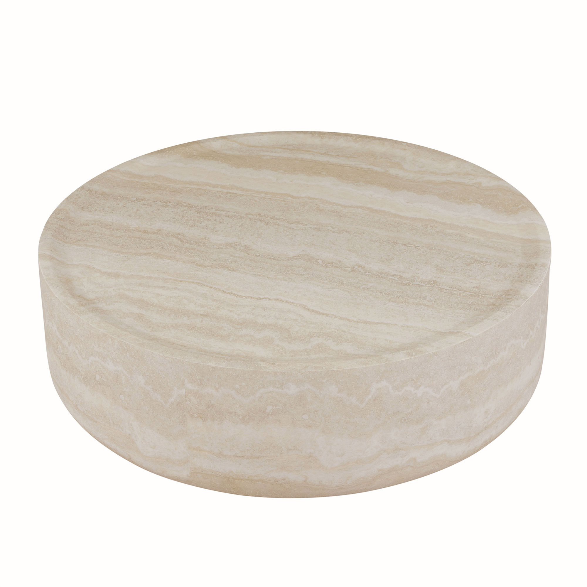 Brayden Studio® Coffee Tables For Living Room Round Tea Faux Travertine ...