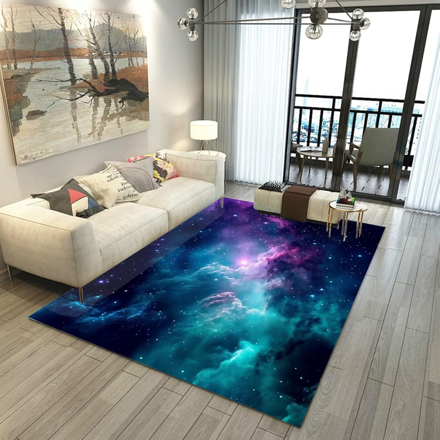 Ivy Bronx 5' X 7' Galaxy Area Rug Dark Blue Starry Sky Carpets For Kids ...