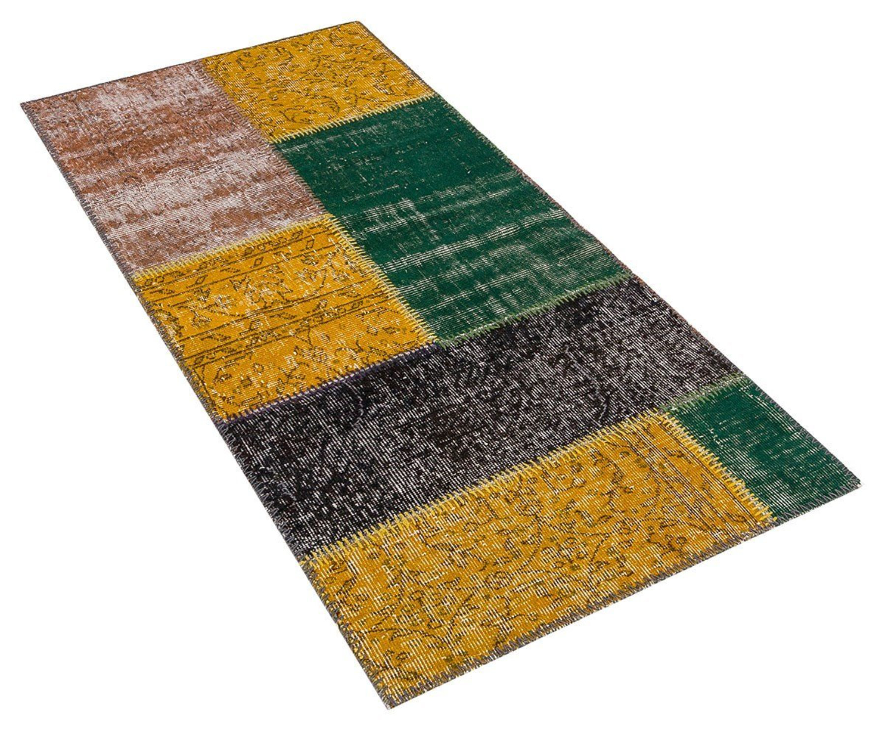 Isabelline Modern Kabishayan Handmade Yellow Green Runner Area Rug ...