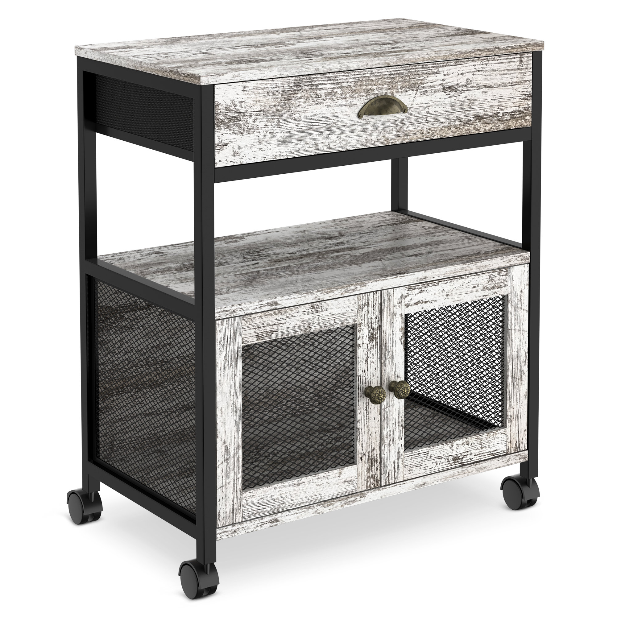 17 Stories 3 Tiers Kitchen Coffee Cart With Drawer Bar Cart | Wayfair