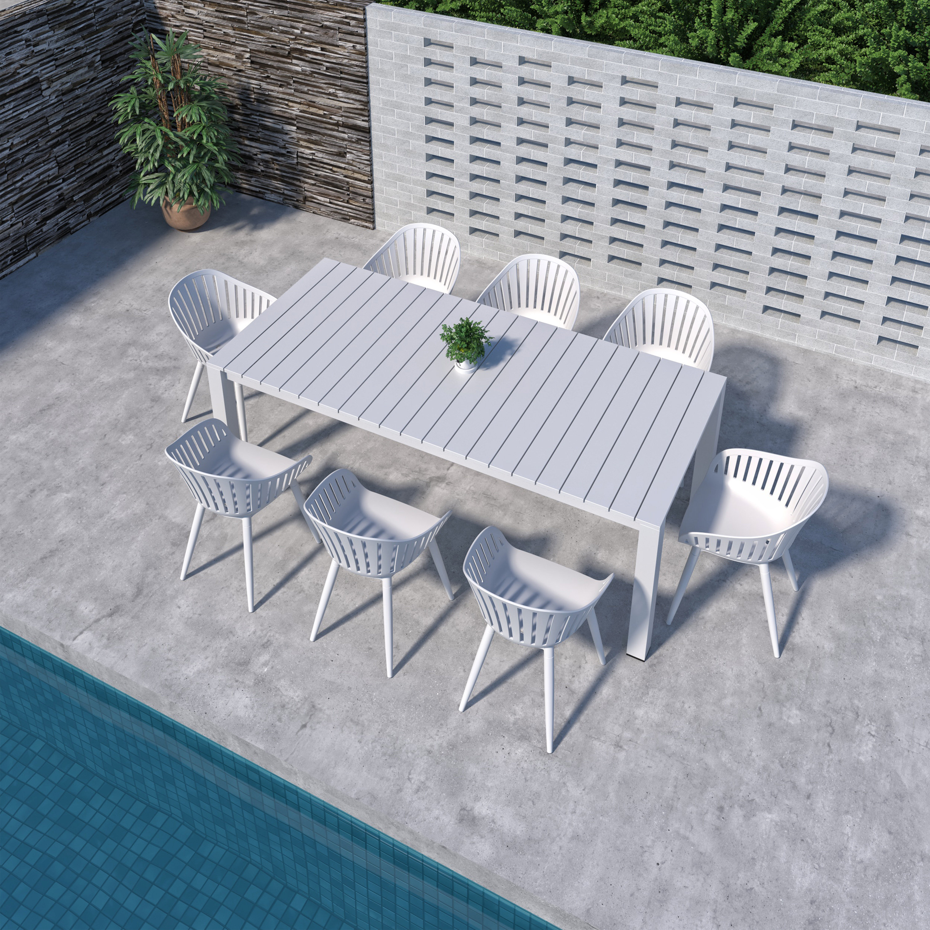 Hokku Designs Amazonia Pether Outdoor Patio Aluminum And Resin Dining ...