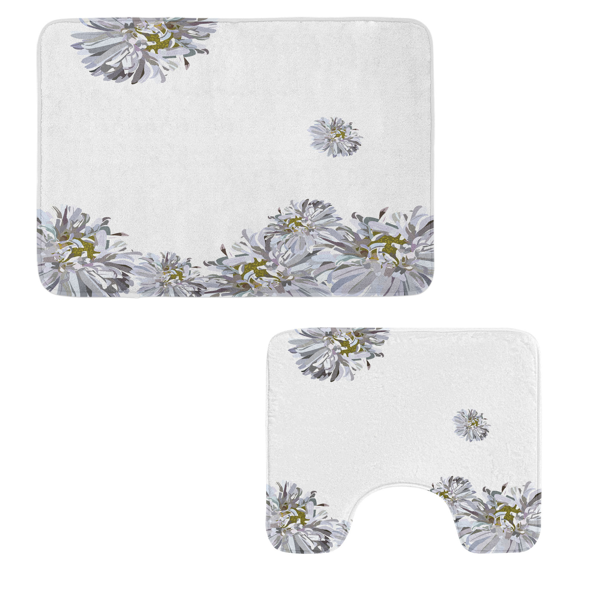 Ophelia & Co. Flower Bathroom Rug Set 2 Pieces Rectangle & Contour Mats ...