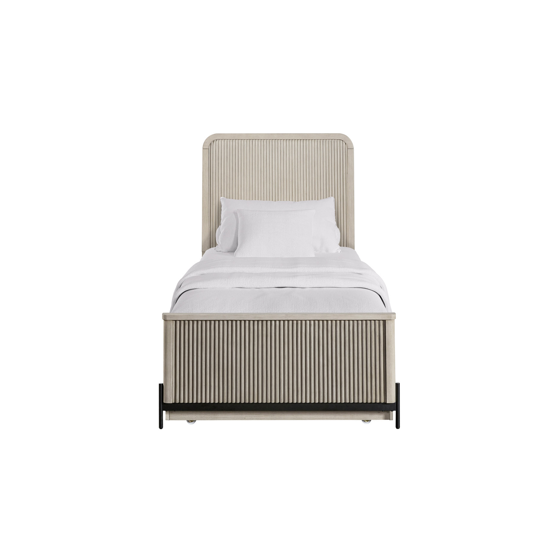 Latitude Run® Full Sized Bed With Taupe Trundle, , And Solid Wood Base ...