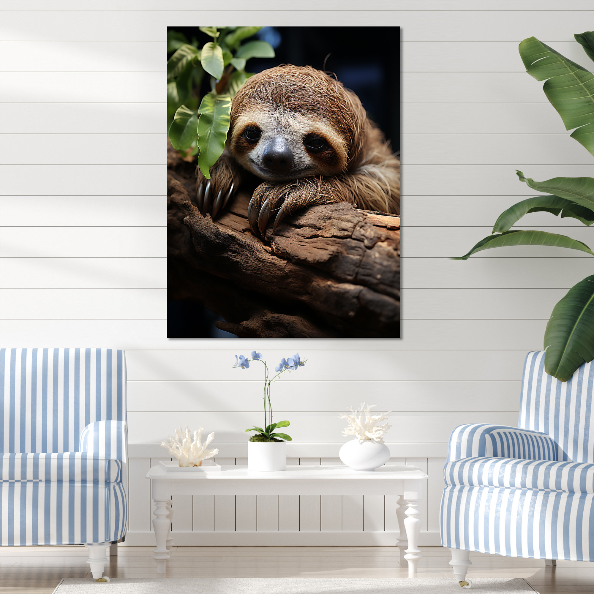 Design Art Rustic Repose Sloth On Canvas Print | Wayfair