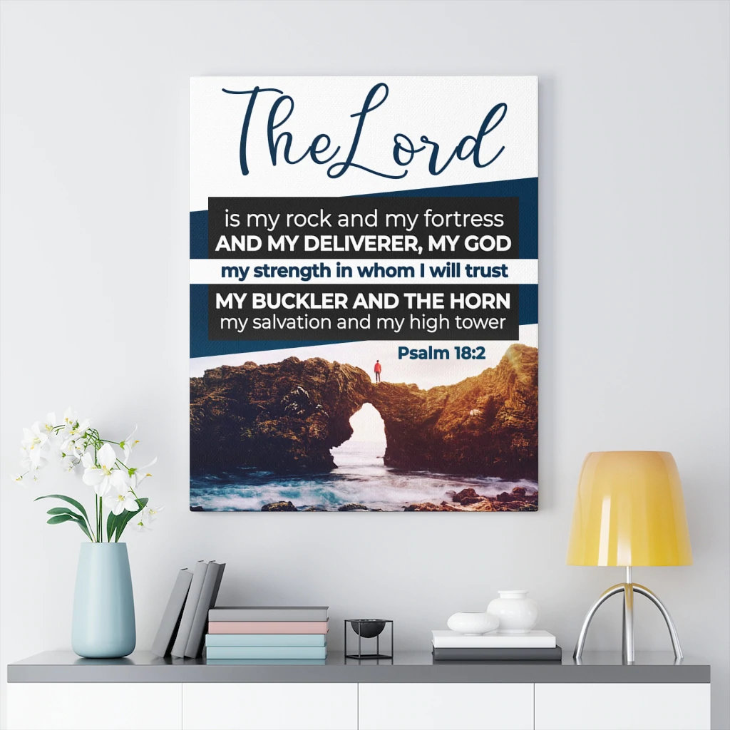 Trinx Scripture Canvas The Lord Is My Rock Psalm 18:2 KJV Christian ...