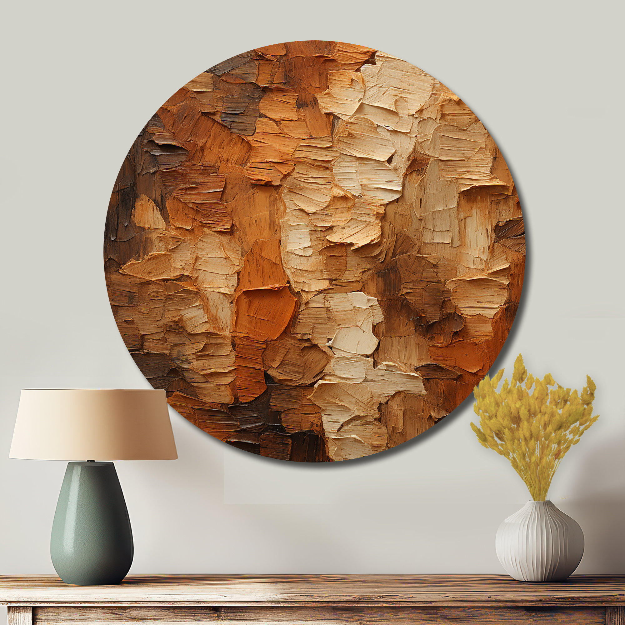 Ivy Bronx Brown tree bark Essence 2 - Landscapes Round Metal Art | Wayfair