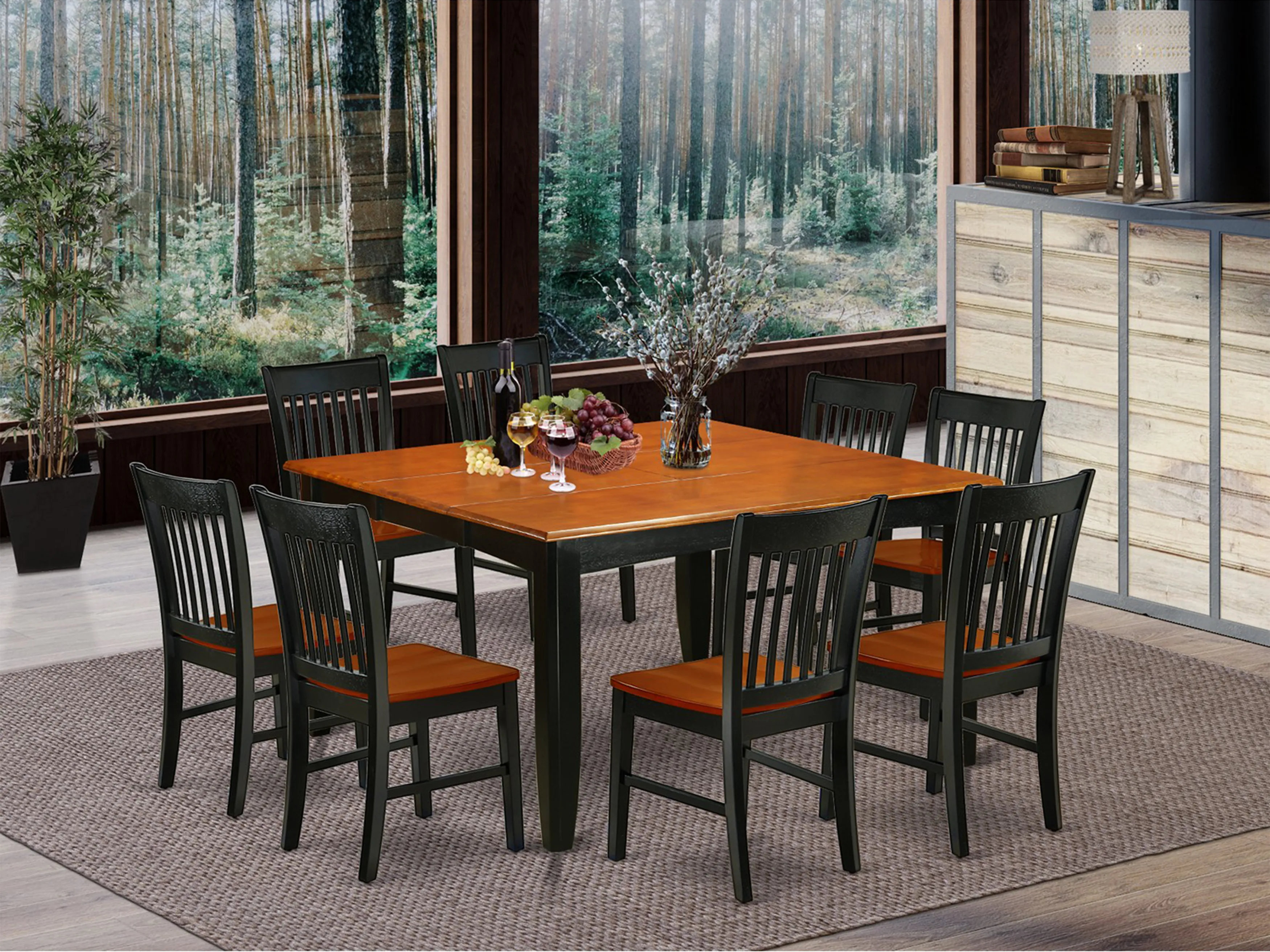 Winston Porter Paizlee 9 - Piece Rubberwood Solid Wood Dining Set | Wayfair