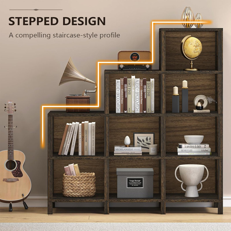 Millwood Pines 9-Cube Ladder Bookcase & Bookshelf Floor Standing ...