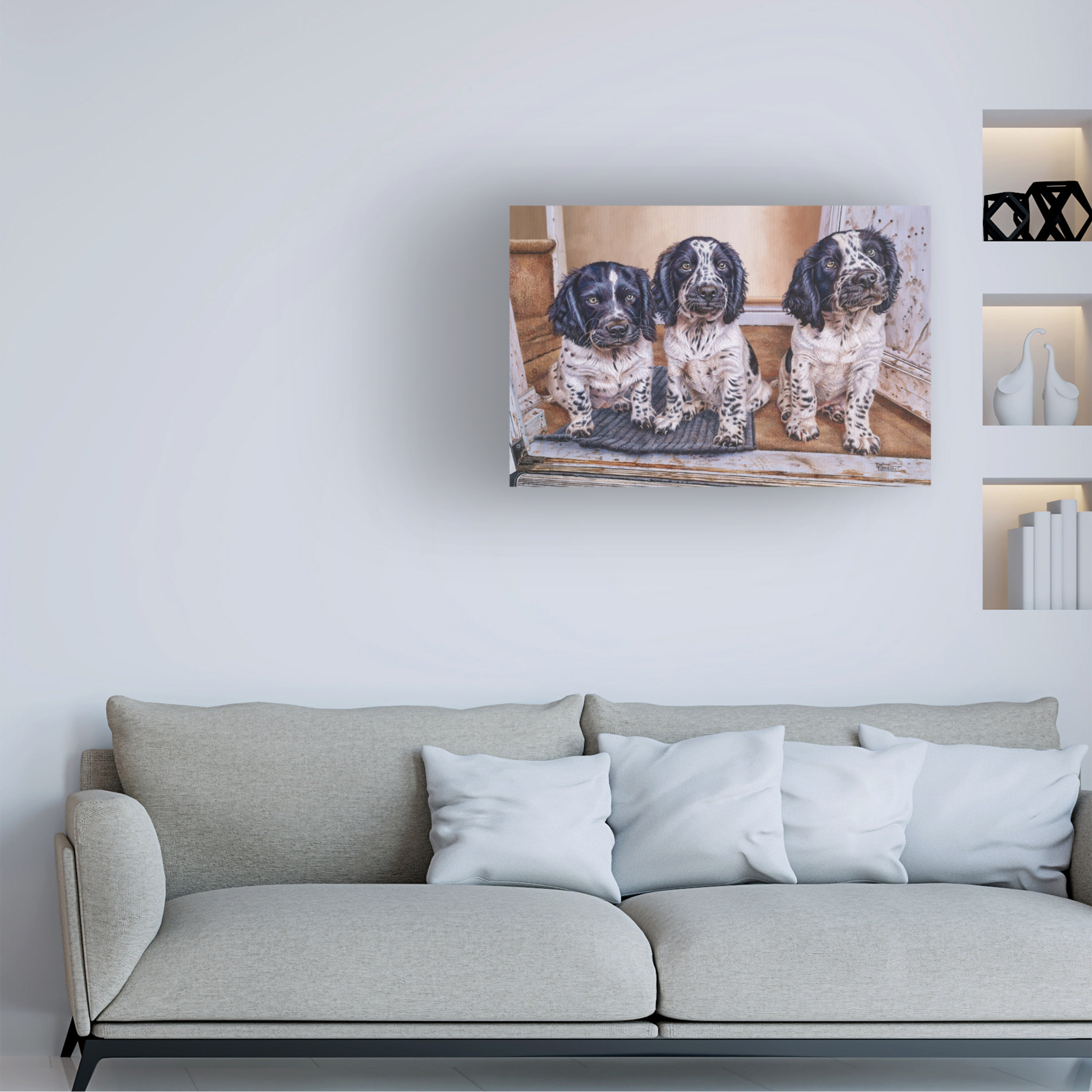 Winston Porter Animals Delene Puppies On Canvas Painting | Wayfair