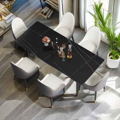 Orren Ellis Yianna Modern Stone Dining Table for Modern Kitchen Living ...