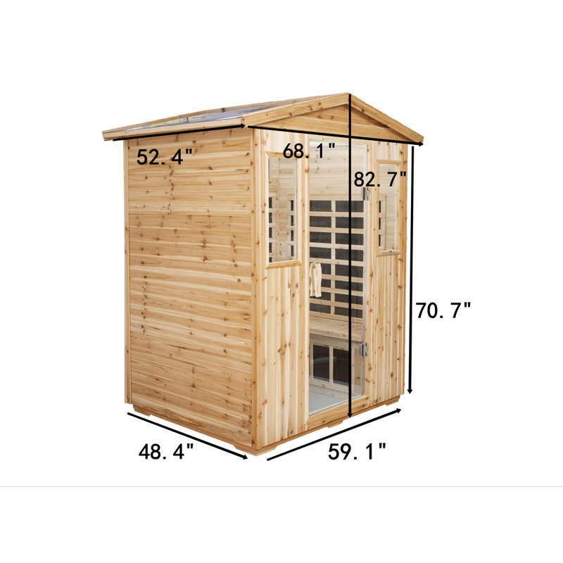 MOLAMOLA 4-Person Fir Wood Far-Infrared Outdoor Sauna Room with Touch ...