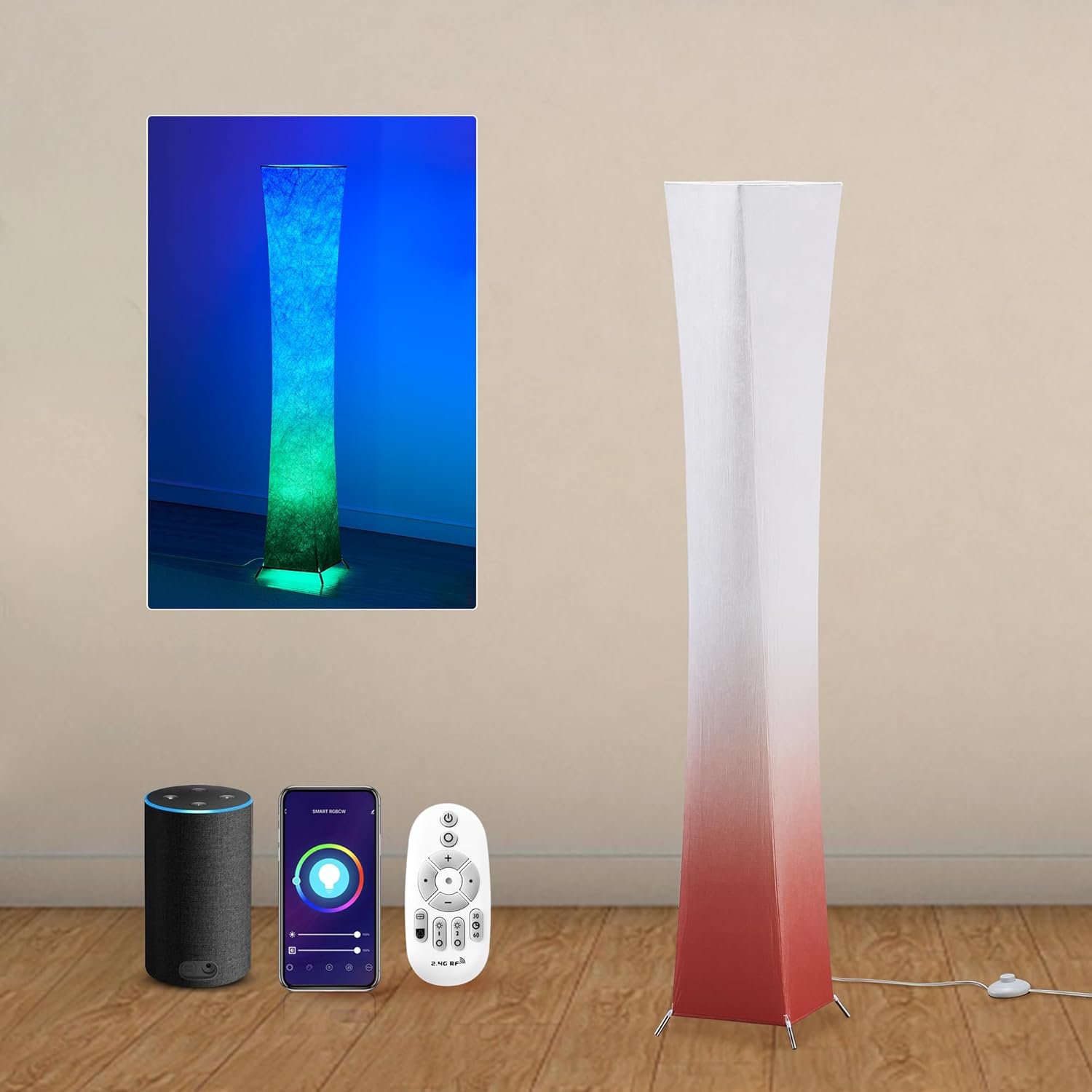 Ivy Bronx Rgb Color Changing Floor Lamp With Adjustable Brightness ...