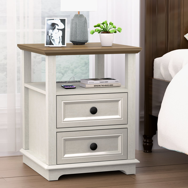 Rosalind Wheeler Bijal 24'' tall Tray Top Frame 2 - Drawer End Table ...