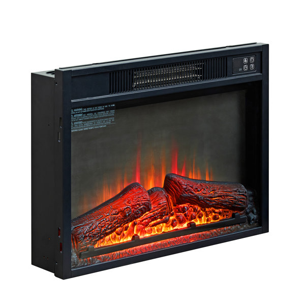 Winston Porter 23" Black Electric Fireplace Inserts With 3d Adjustable ...