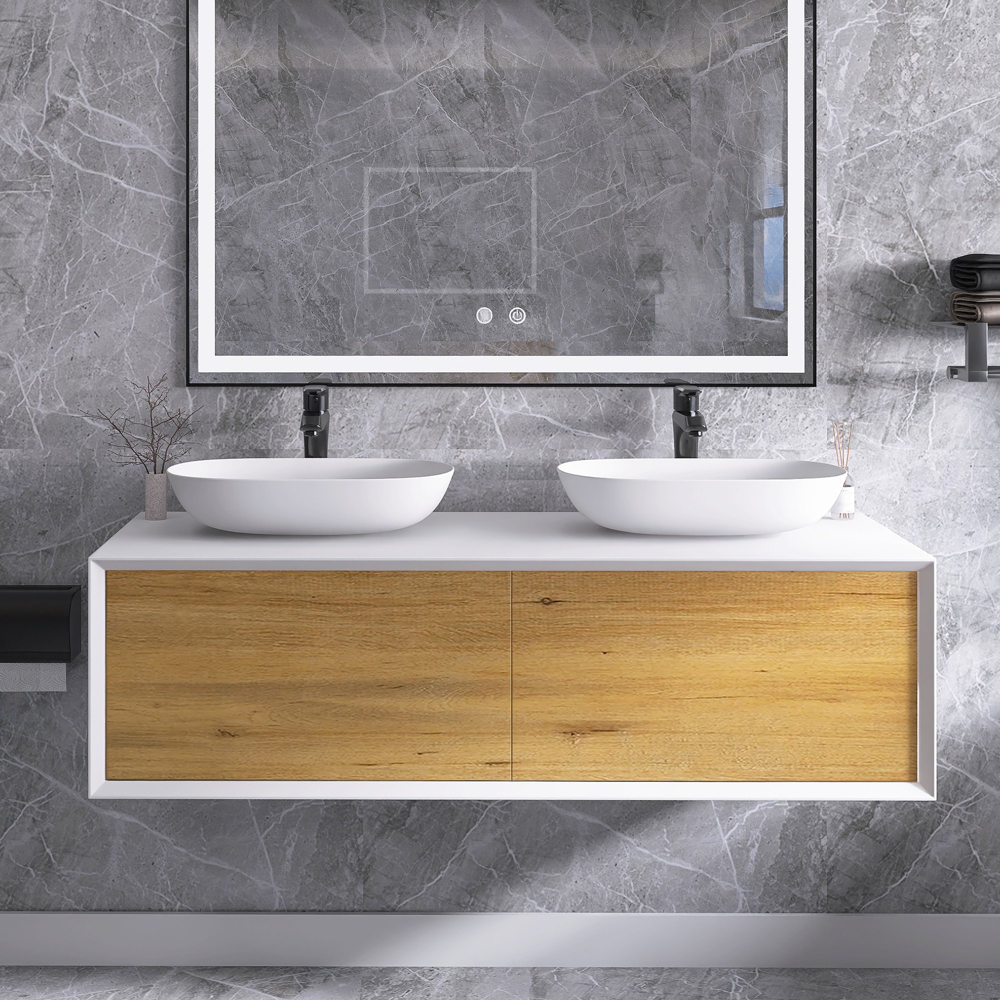 Latitude Run® Fordingbridge 55'' Double Sink Bathroom Vanity with Resin Top - Wayfair Canada