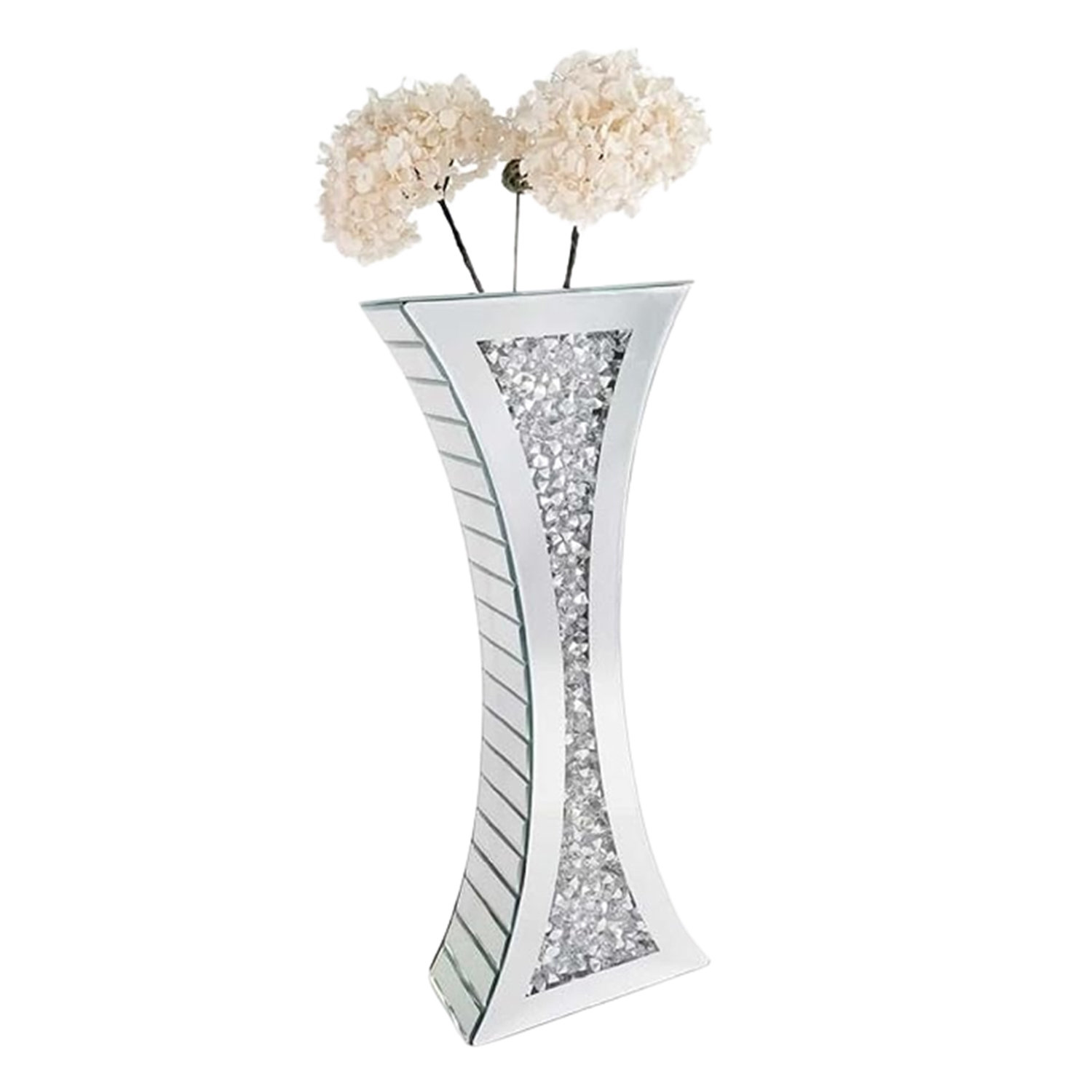 Fairmont Park Silver Vase Crushed Mirrored Flower Pot Floating Shape ...