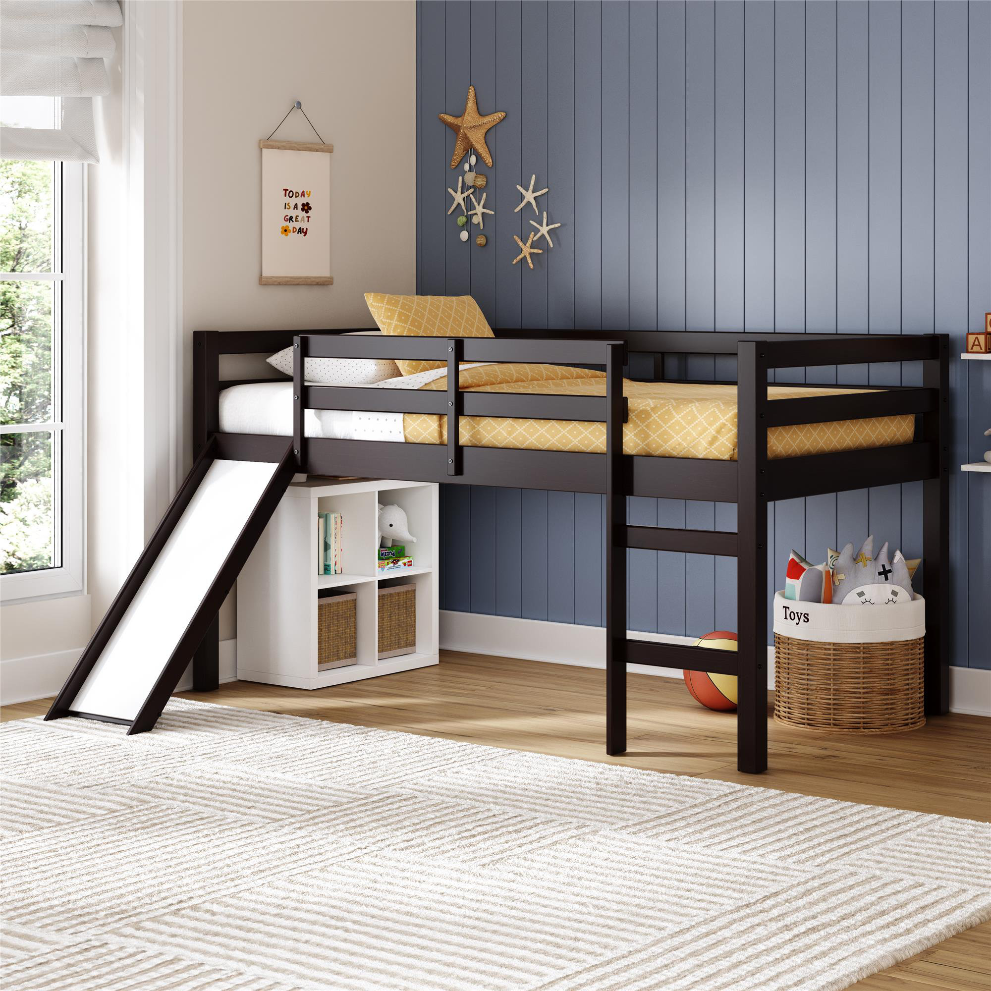 Harriet Bee Keyari Kids' Low Loft Twin Bed with Slide & Reviews | Wayfair