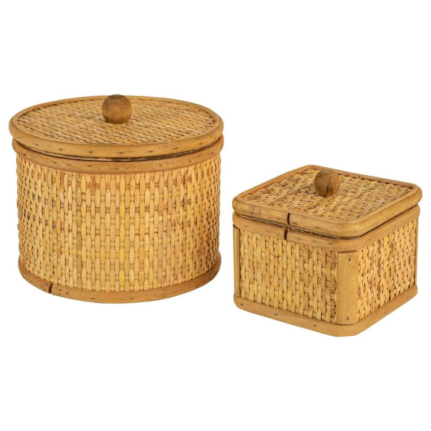 Bayou Breeze Battice 2 Piece Handmade Wicker Decorative Box Set | Wayfair