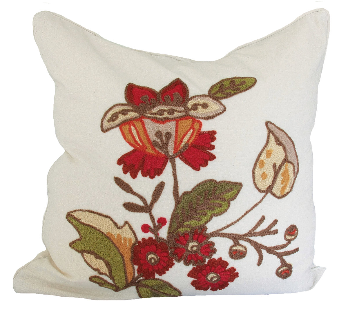 Xia Home Fashions Floral Crewel Embroidery Cotton Throw Pillow | Wayfair