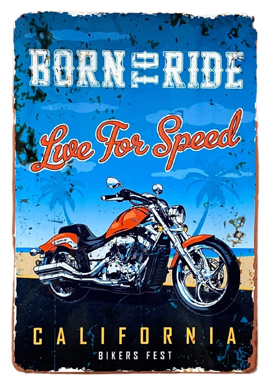 Happy Larry Wolters Metal Retro Wall Sign - Born To Ride | Wayfair.co.uk