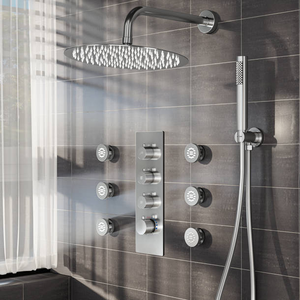FontanaShowers Rome Rainfall Waterfall Remote Controlled LED Recessed ...