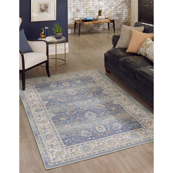 Bungalow Rose Hillen Performance French Blue Rug & Reviews | Wayfair