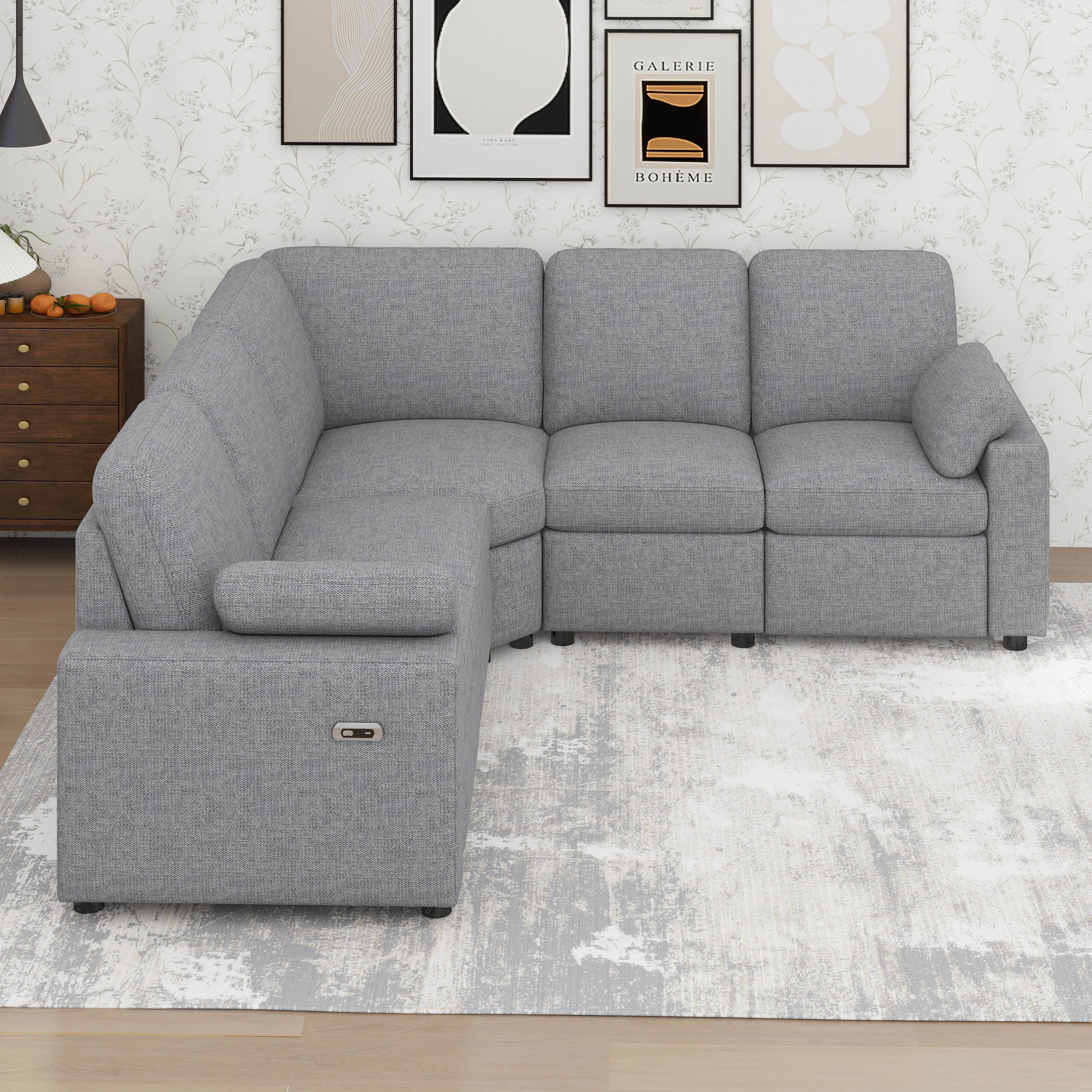 Orren Ellis Reclining Sofa For Living Room, Power Reclining Home ...