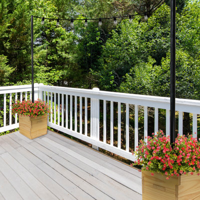 Union Rustic Ilerioluwa Wooden Planter Box with String Light Pole ...