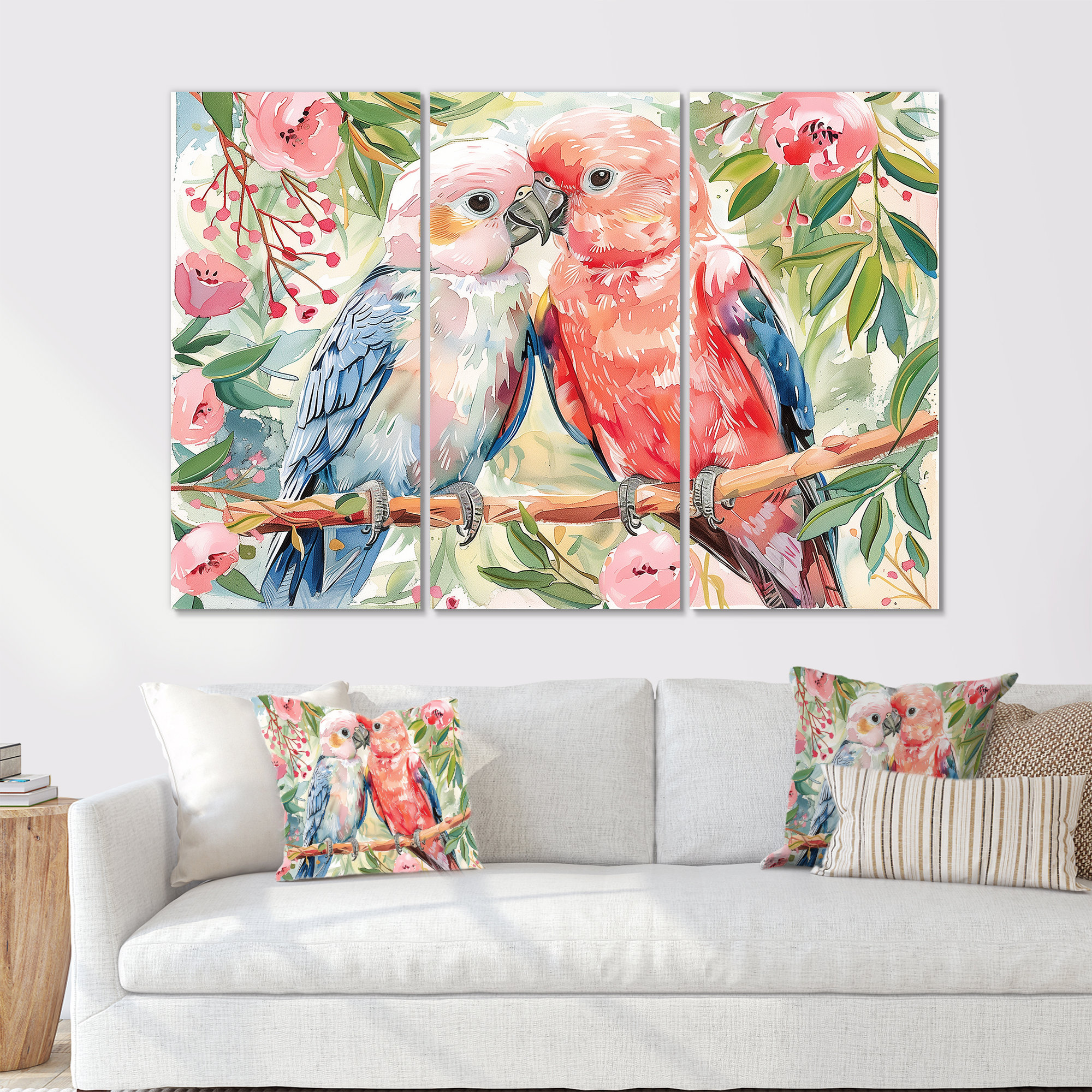 Bay Isle Home™ Pink Green Parrot Love Birds II - Parrot Wall Art Print ...