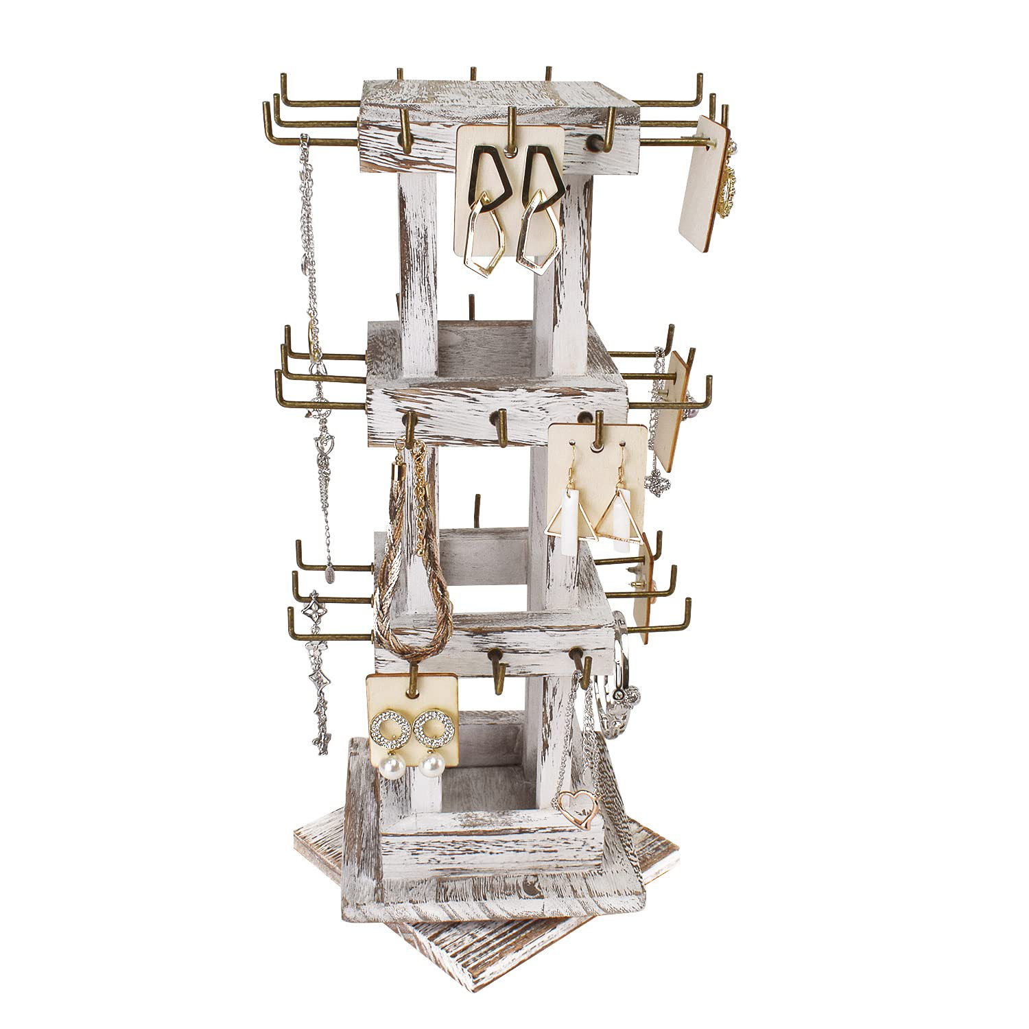 Gracie Oaks Wood Rotating Jewelry Display,Spinning Keychain Display ...