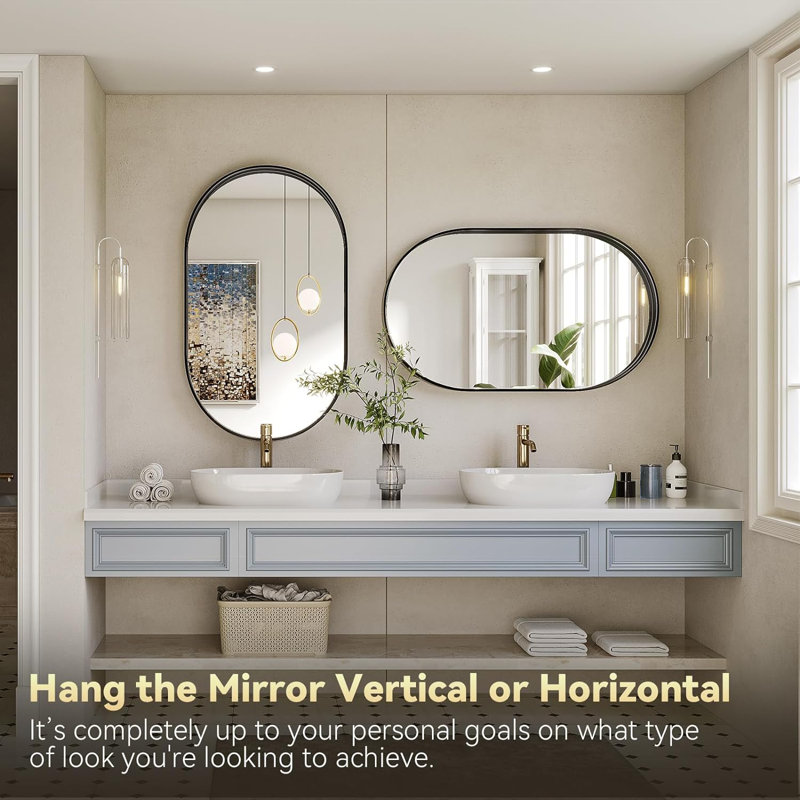 Latitude Run® Axia Metal Oval Pill-Shaped Wall Mirror & Reviews | Wayfair